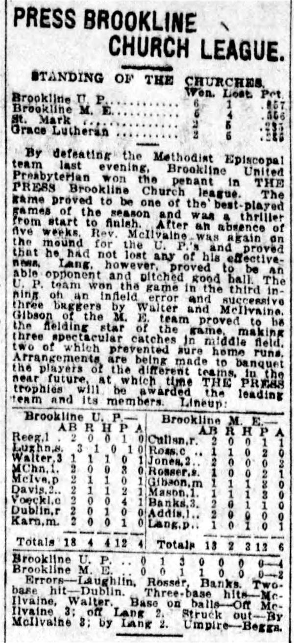 Brookline Church Baseball League (1923-1924)
